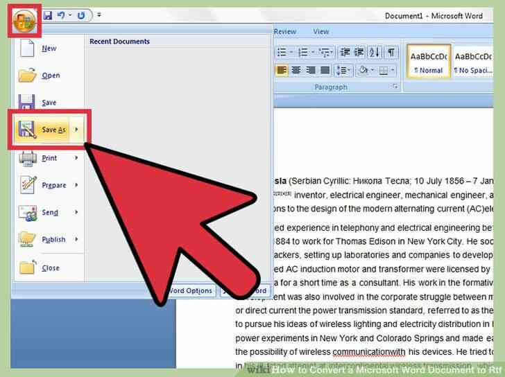 ¿Cómo Convertir un Documento de Microsoft Word a formato Rtf