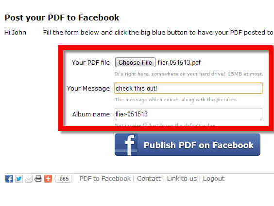 Cómo Publicar un Pdf en Facebook Utilizando Pdf2Social